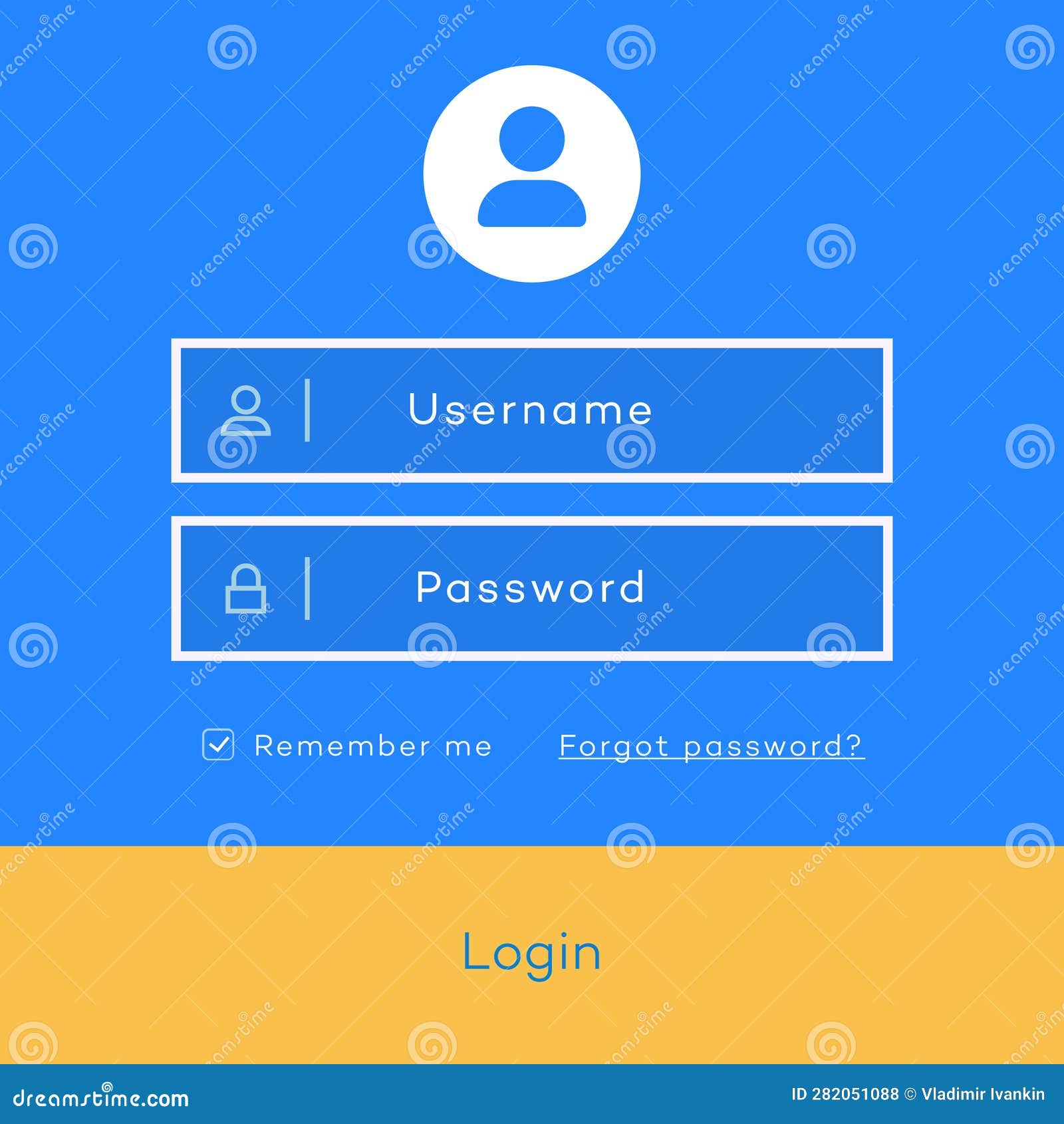Vector Login Form Page Template Flat Style for App Development Stock ... Vector Login Form Page Template Flat Style for App Development Stock ...