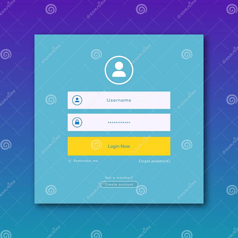 Vector Login Form Page Template on Gradient Trendy Style Background ...