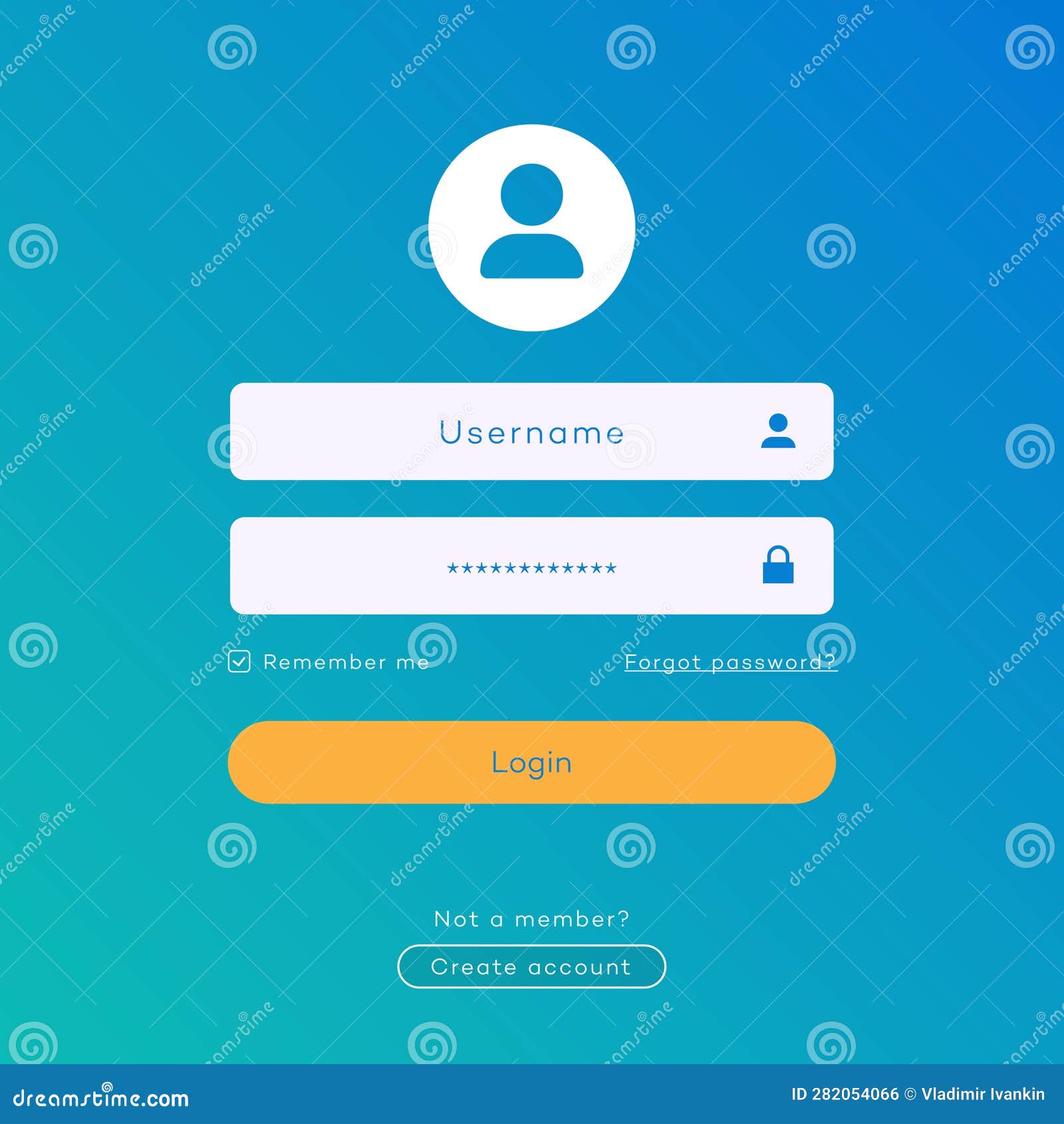 Vector Login Form Page Template on Trendy Gradient Background Stock ...