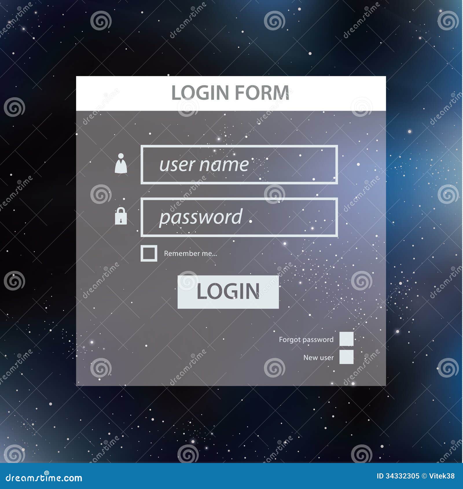 Vector Login Form Template. Modern Neutral Colors And Square Blu ...