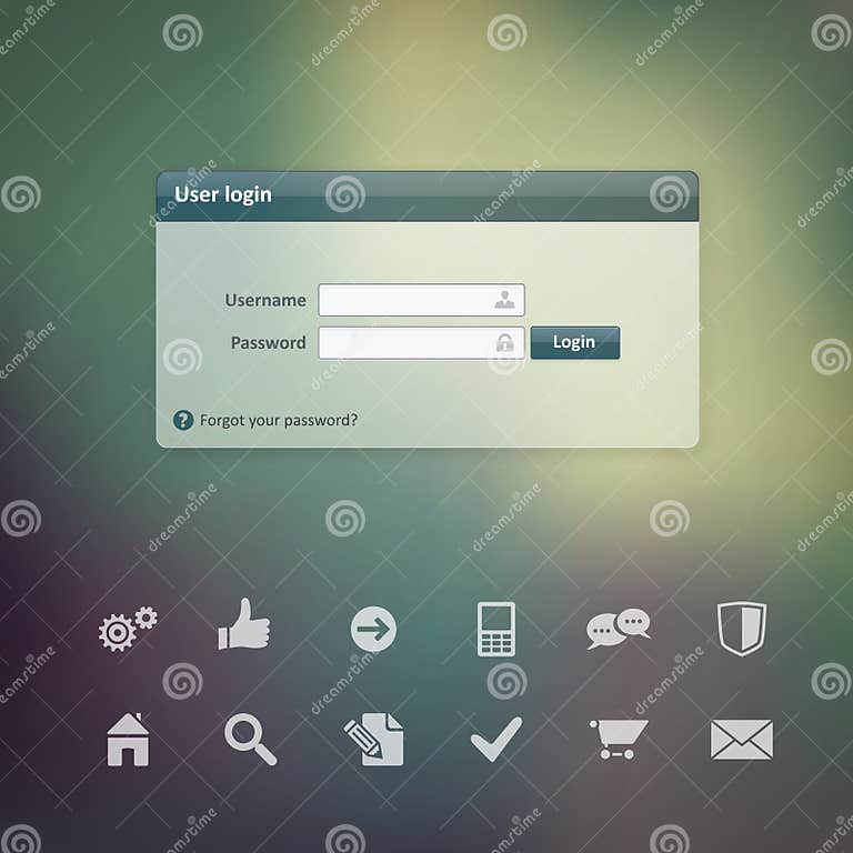 Vector Login Form Ui Element Width Useful Web Icons Stock Vector ...