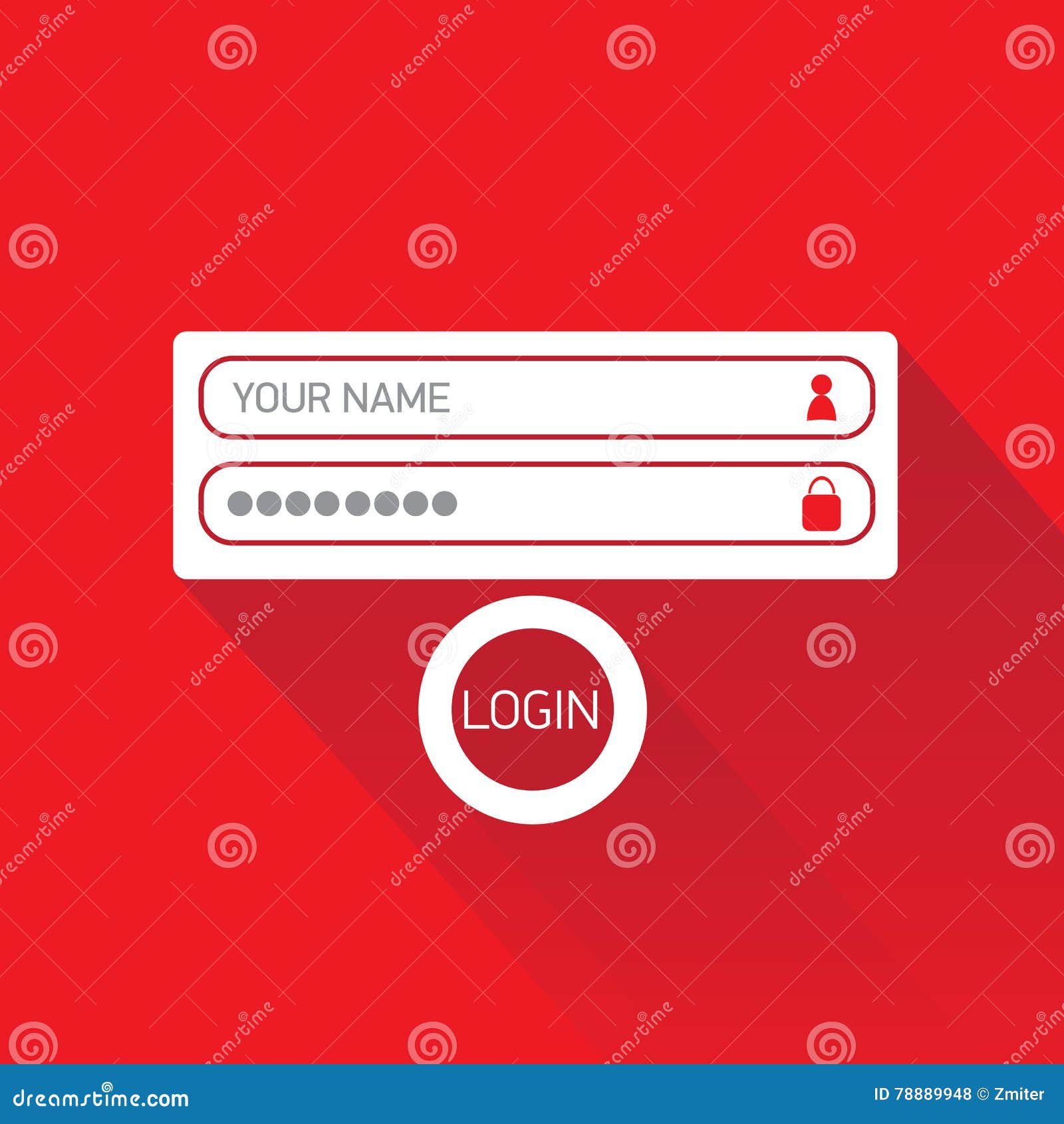 Vector Login Website Template Flat Design. Stock Vector - Illustration ...
