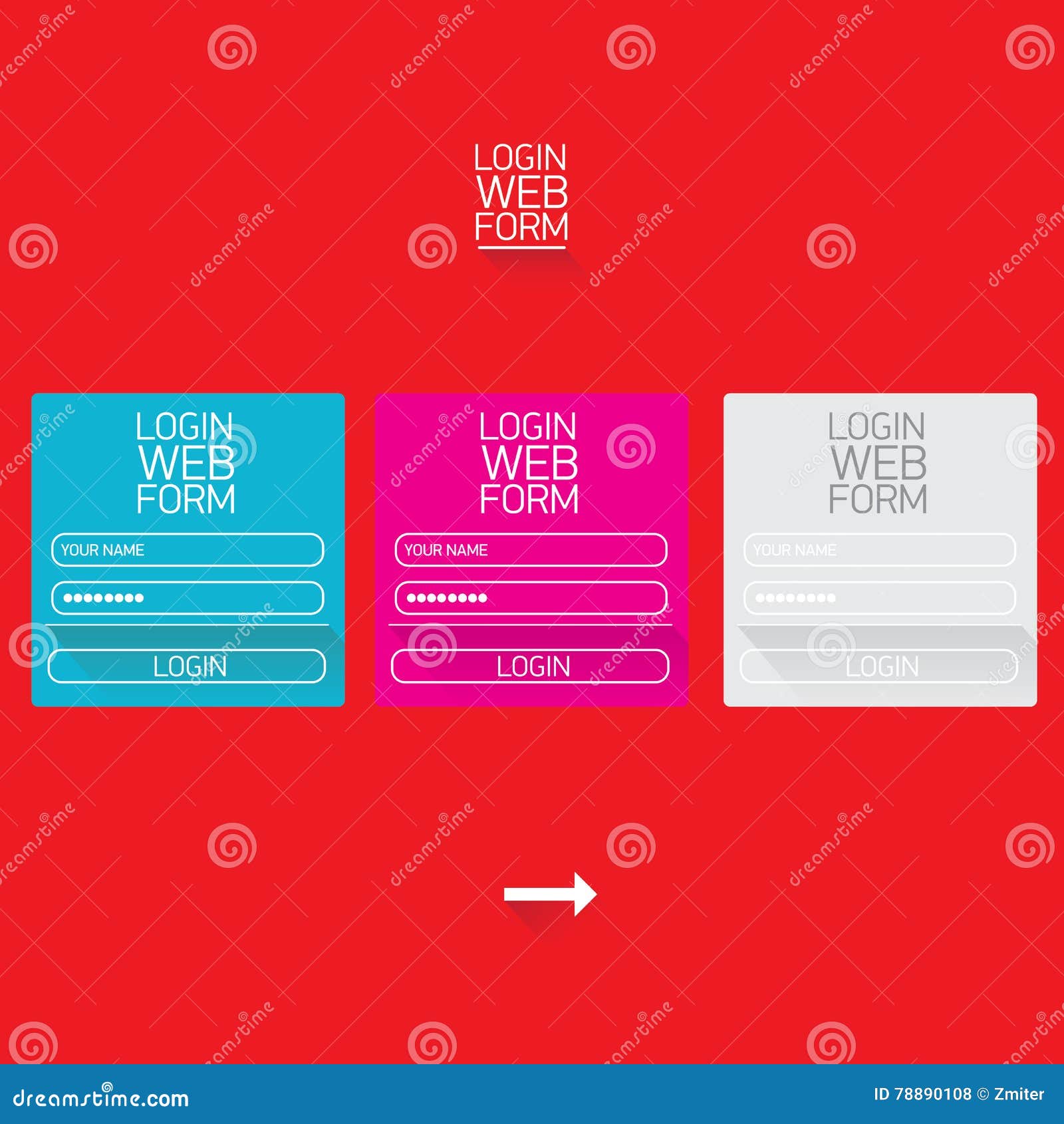 Vector Login Website Template Flat Design. Stock Vector - Illustration ...