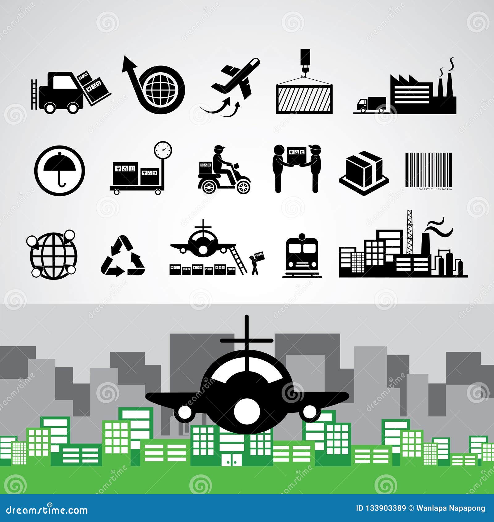 Logistics export icon set stock vector. Illustration of symbol - 133903389