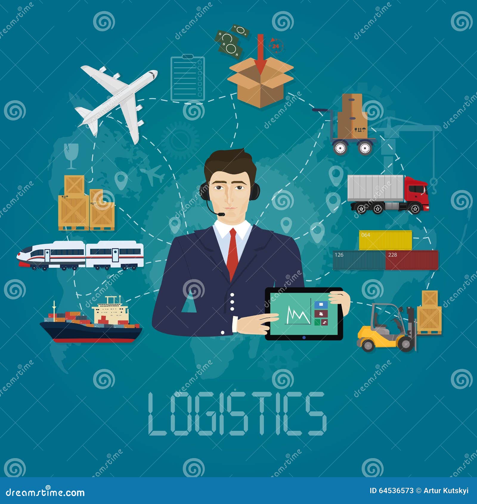 Vector Logistics Manager Agent Concept. Delivery Cargo Vector Service ...