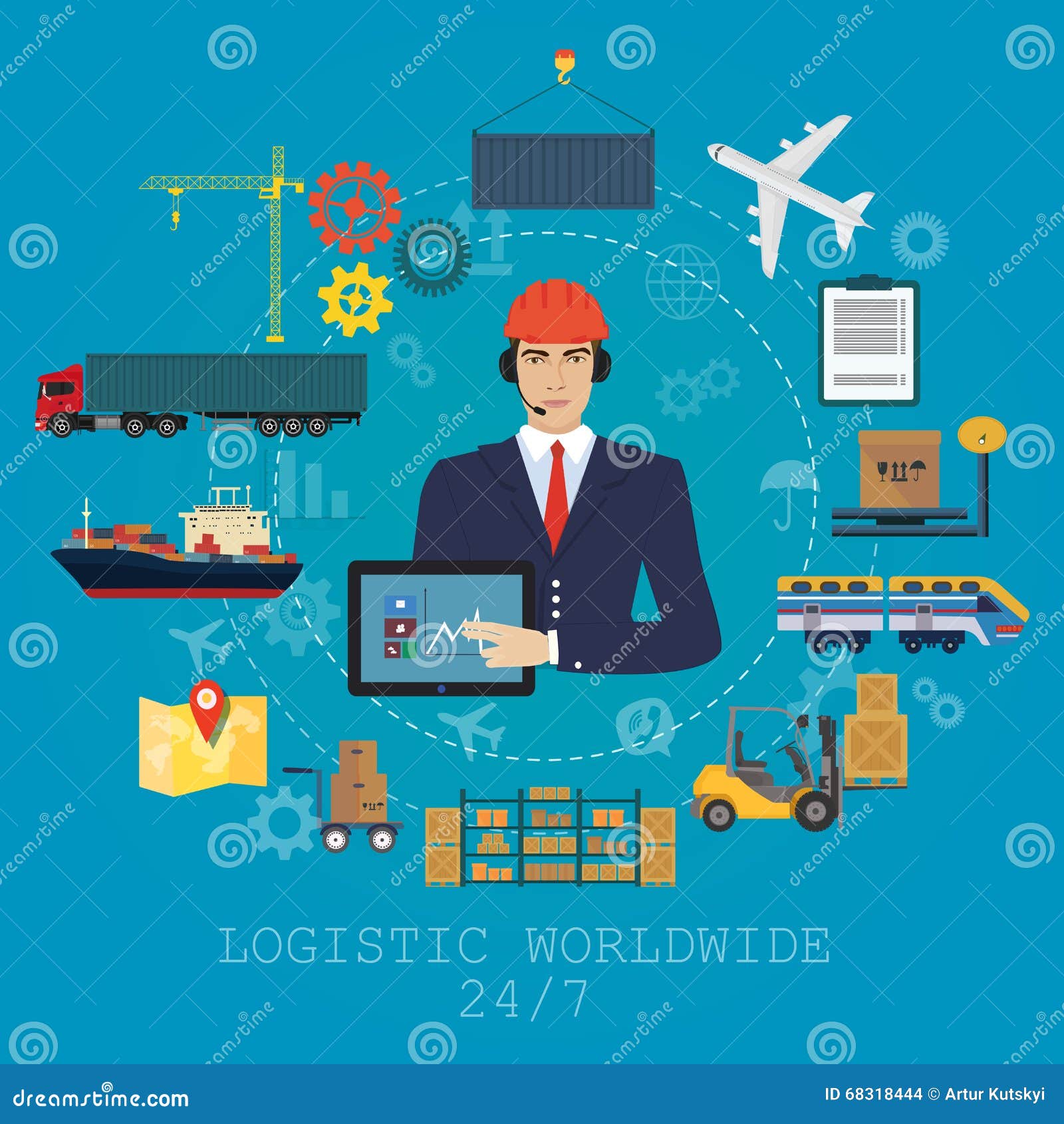 Vector Logistics Manager Agent Concept. Delivery Cargo Vector Service ...