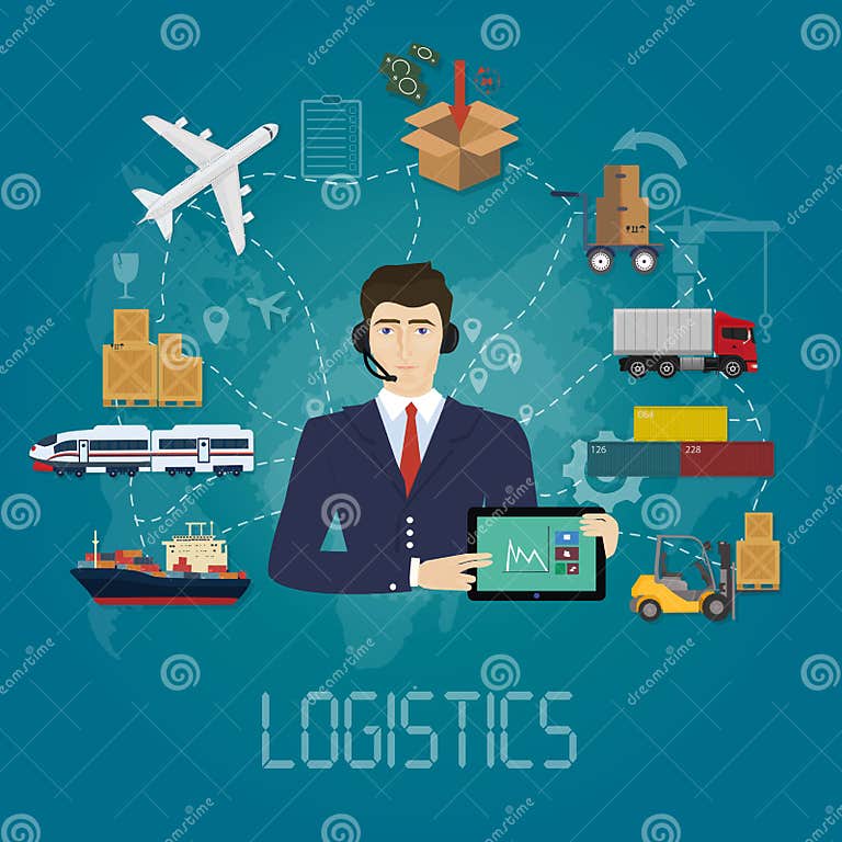 Vector Logistics Manager Agent Concept. Delivery Cargo Vector Service Illustration Stock ...