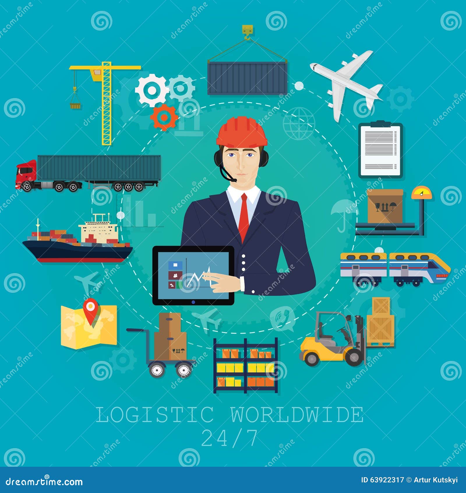 Vector Logistics Manager Agent Concept. Delivery Cargo Vector Service ...