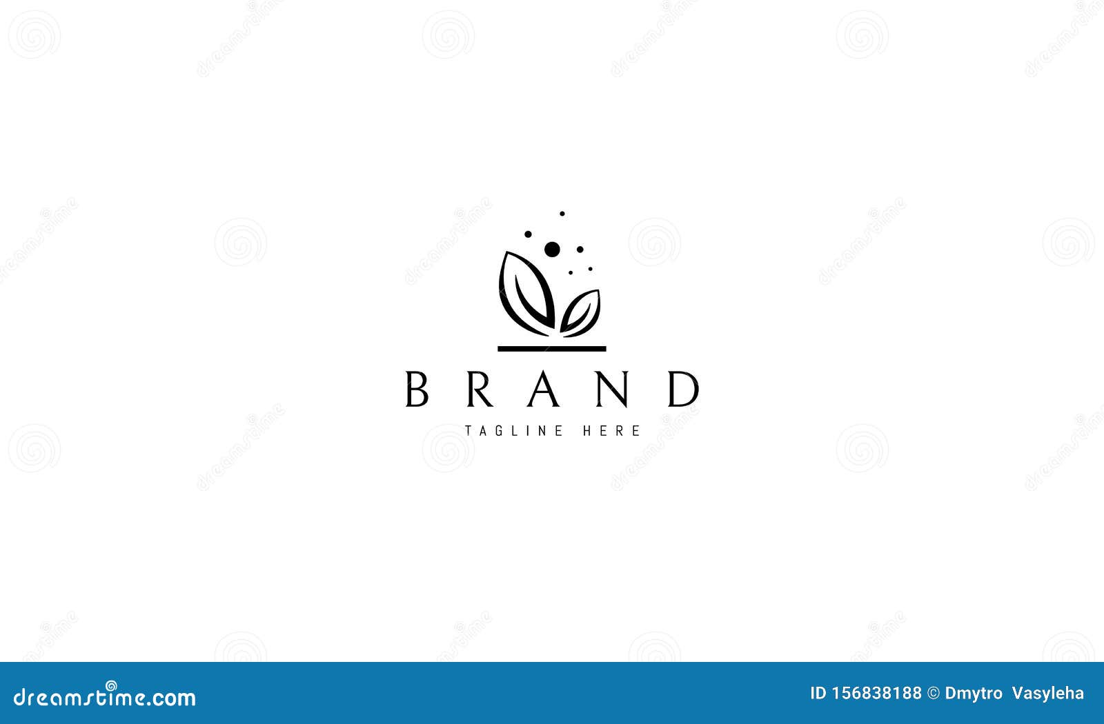 Vector Logo with Abstract Elegant Image of Two Leaves. Stock Vector ...