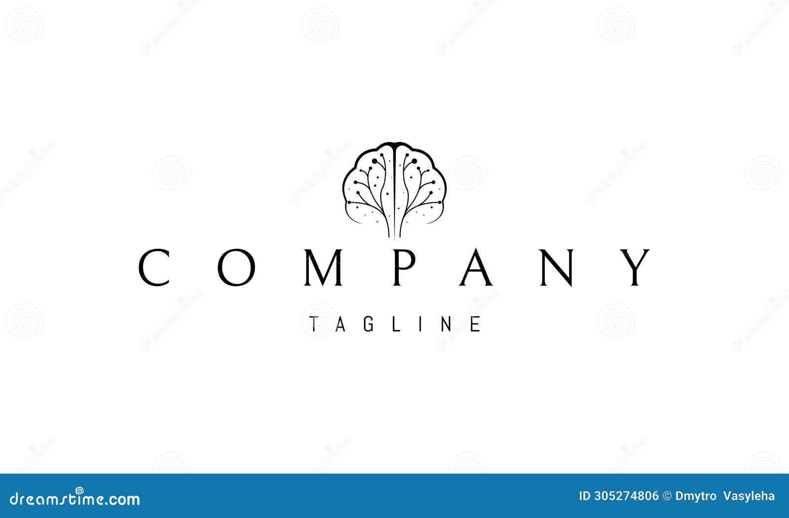 A Vector Logo with an Abstract Image of a Brain with Neurons in the ...