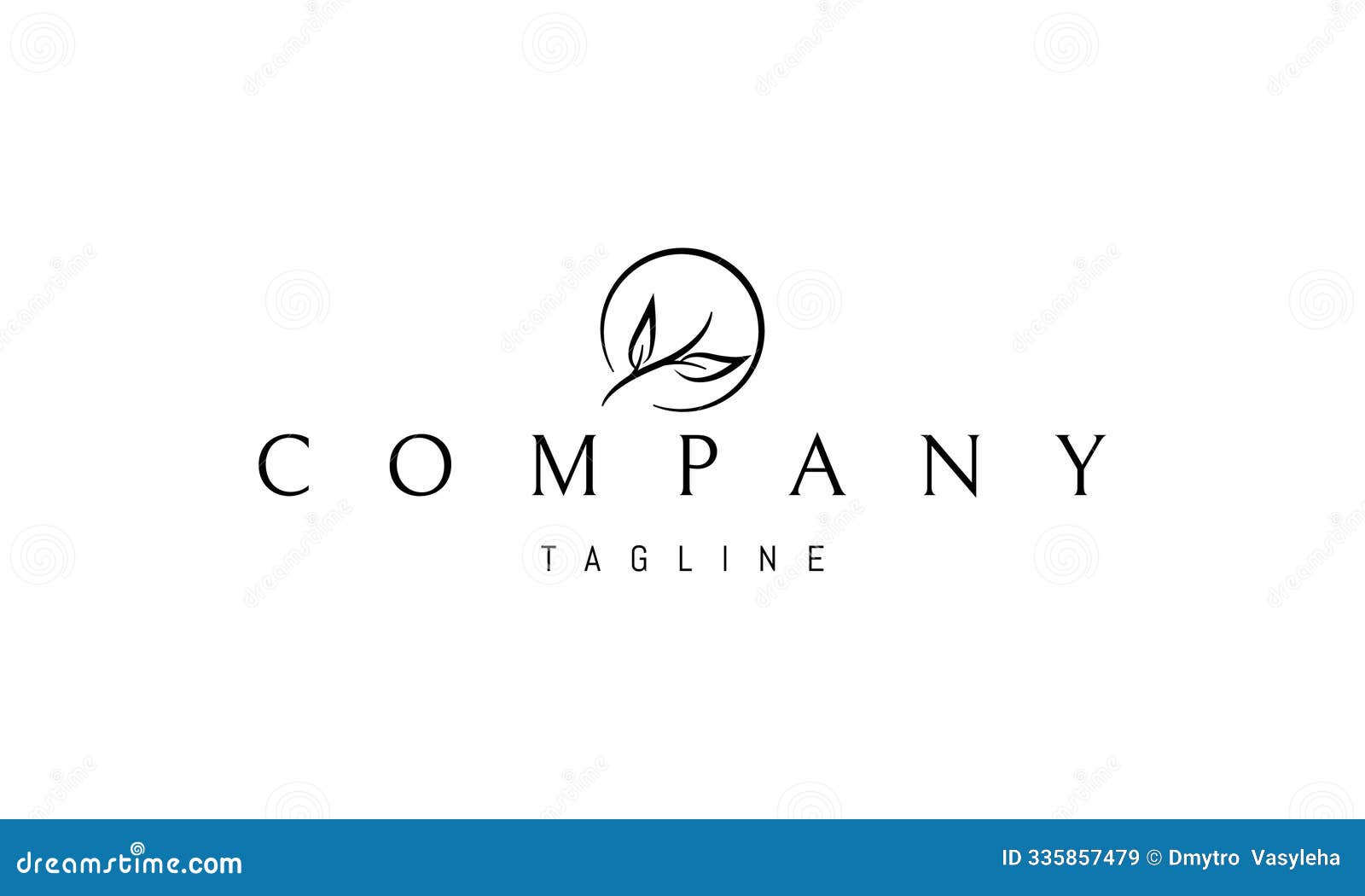 Vector Logo with an Abstract Image of a Branch with Two Leaves Against ...