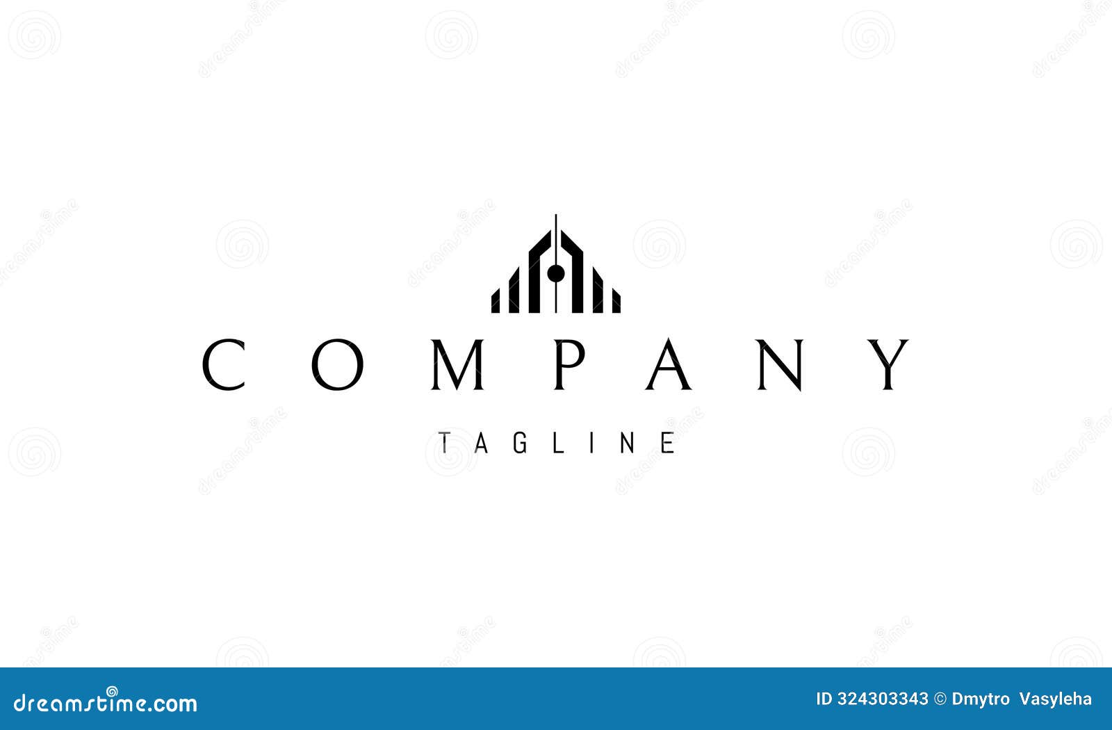 A Vector Logo with an Abstract Image of the City Hall with a Clock ...