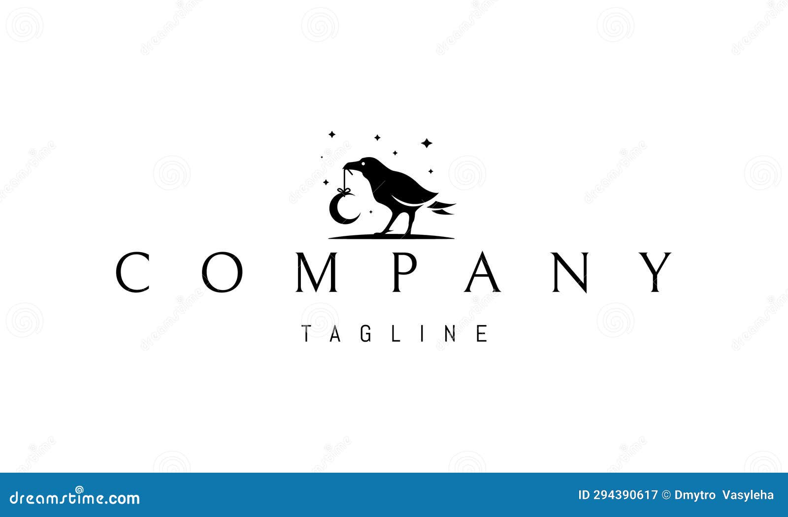 A Vector Logo with an Abstract Image of a Crow Holding the Moon in Its ...