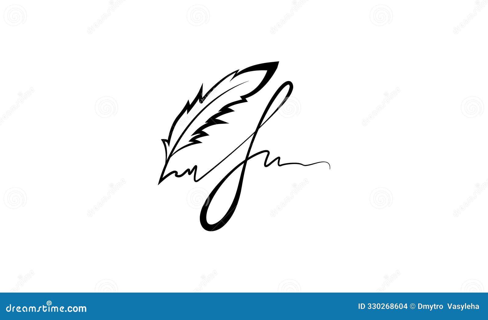 Vector Logo with an Abstract Image of an Ink Pen and Signature. Stock ...