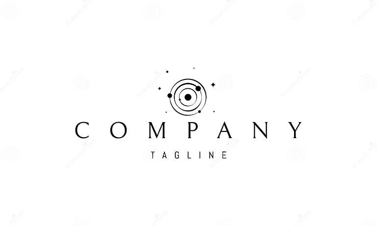 Vector Logo with an Abstract Image of the Solar System with Orbits and ...