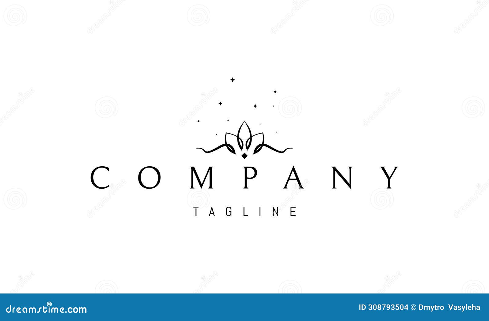 A Vector Logo with an Abstract Image of Three Leaves with a Wavy Stem ...