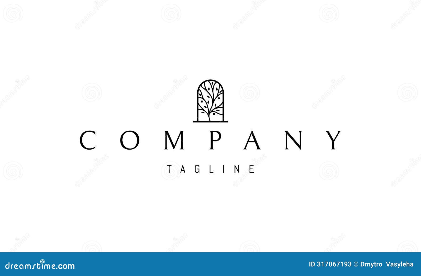 Vector Logo with an Abstract Image of a Tree with Leaves Under an Arch ...