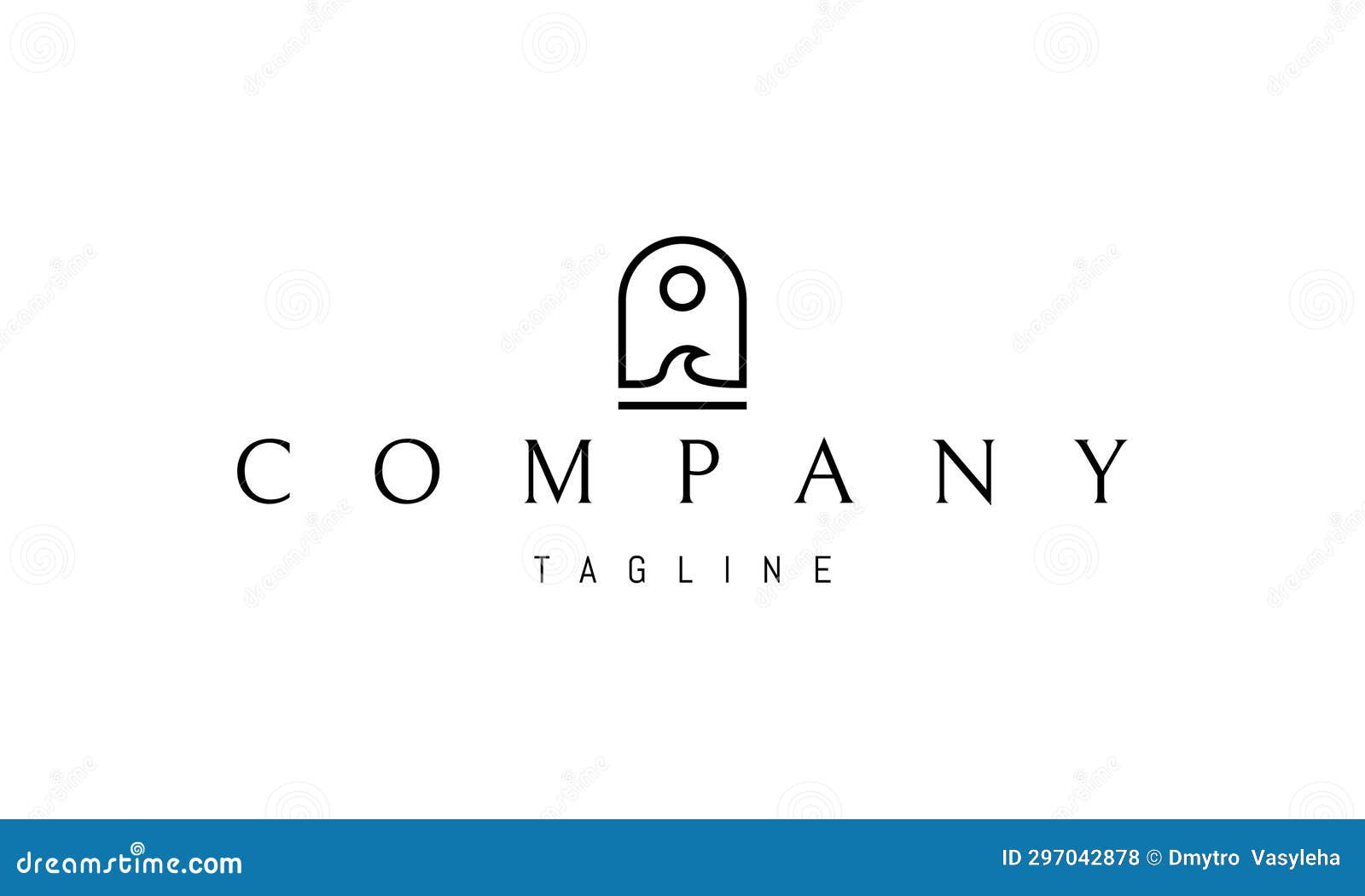 A Vector Logo with an Abstract Image of a Wave in an Arched Window ...