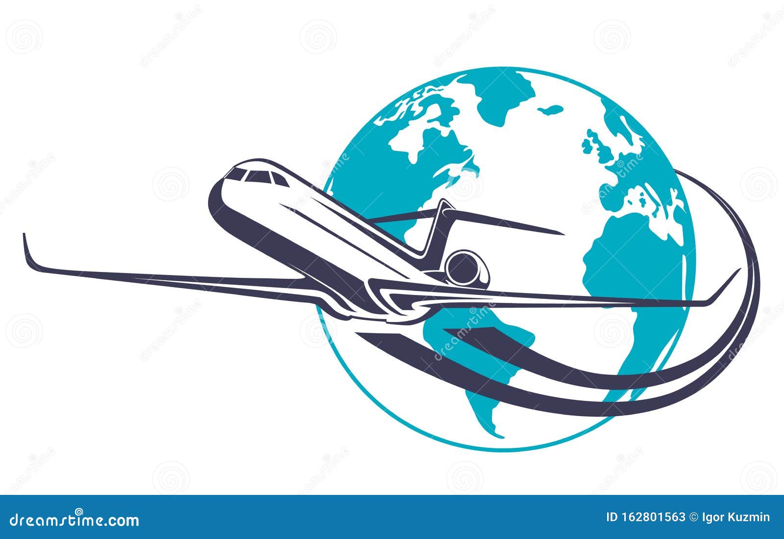 Vector Logo Airplane and the Planet Earth Stock Vector - Illustration ...