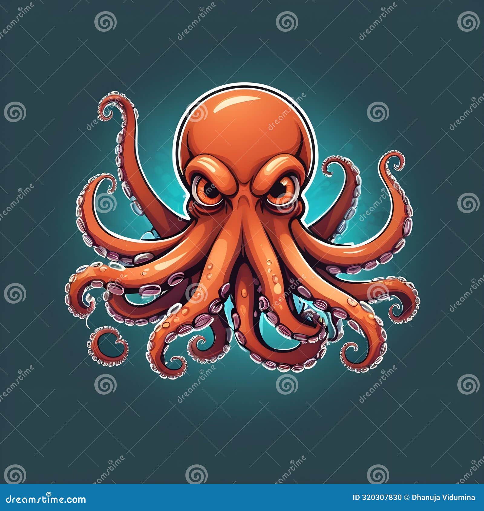 Vector logo angry octopus stock illustration. Illustration of creature ...