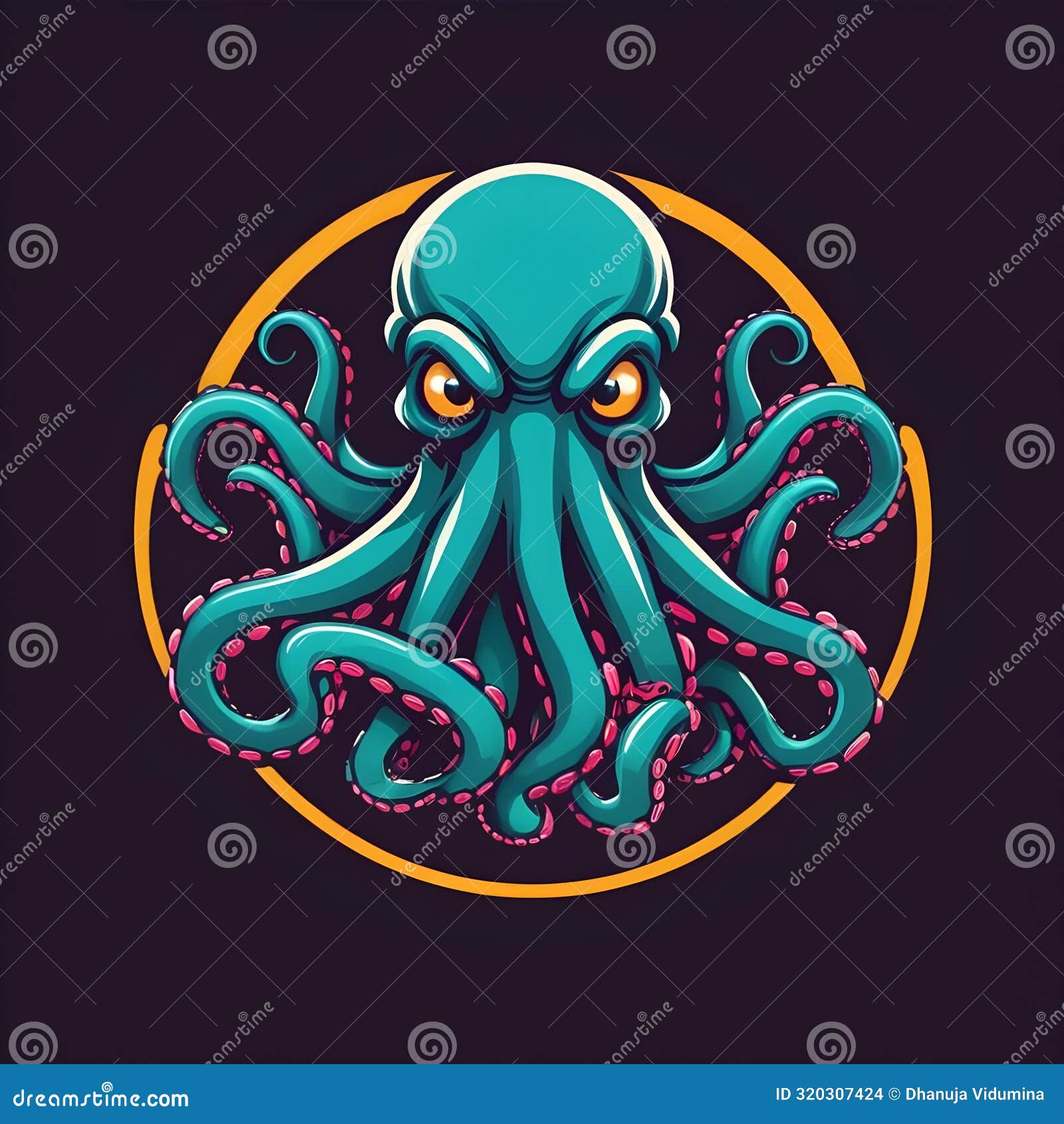 Angry Octopus Cartoon Vector | CartoonDealer.com #24880713
