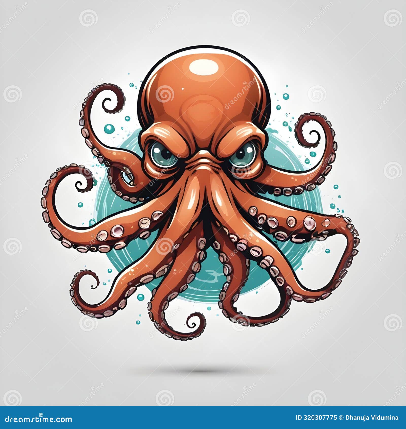 Angry Octopus With Volcano And Water. AI Generative Illustration ...