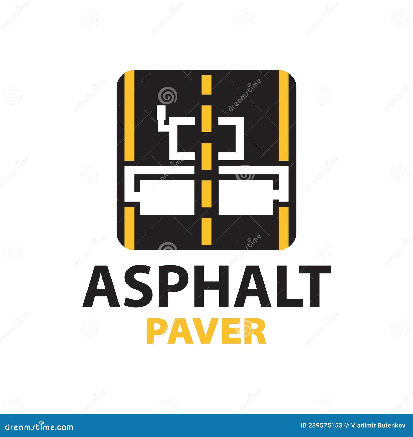 Vector Logo of Asphalt Paver, Road Works Stock Vector - Illustration of ...