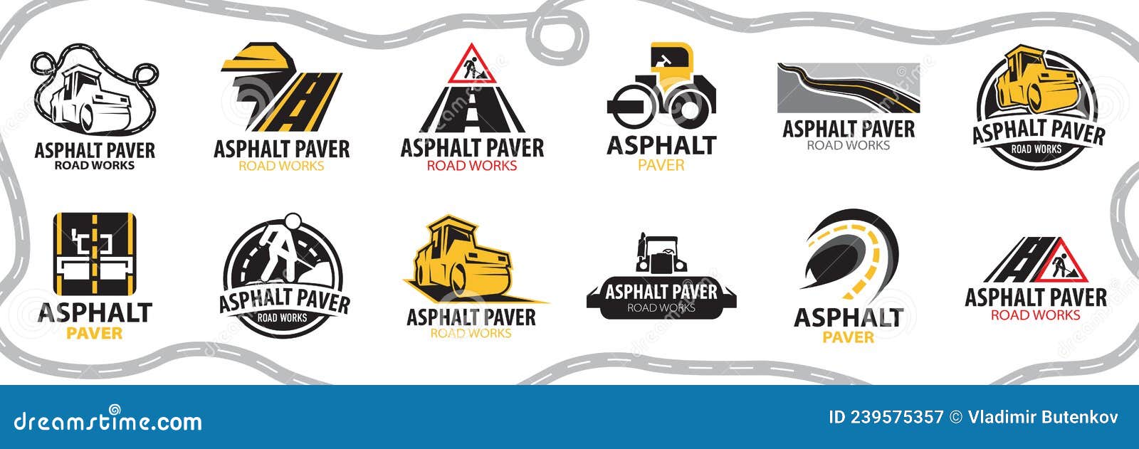 Vector Logo of Asphalt Paver, Road Works Stock Vector - Illustration of ...
