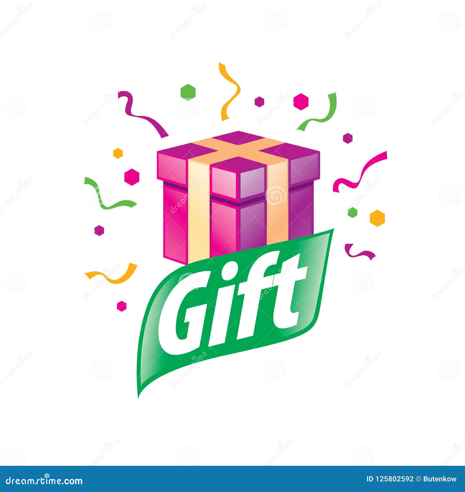 Vector logo box with gifts stock vector. Illustration of carton - 125802592