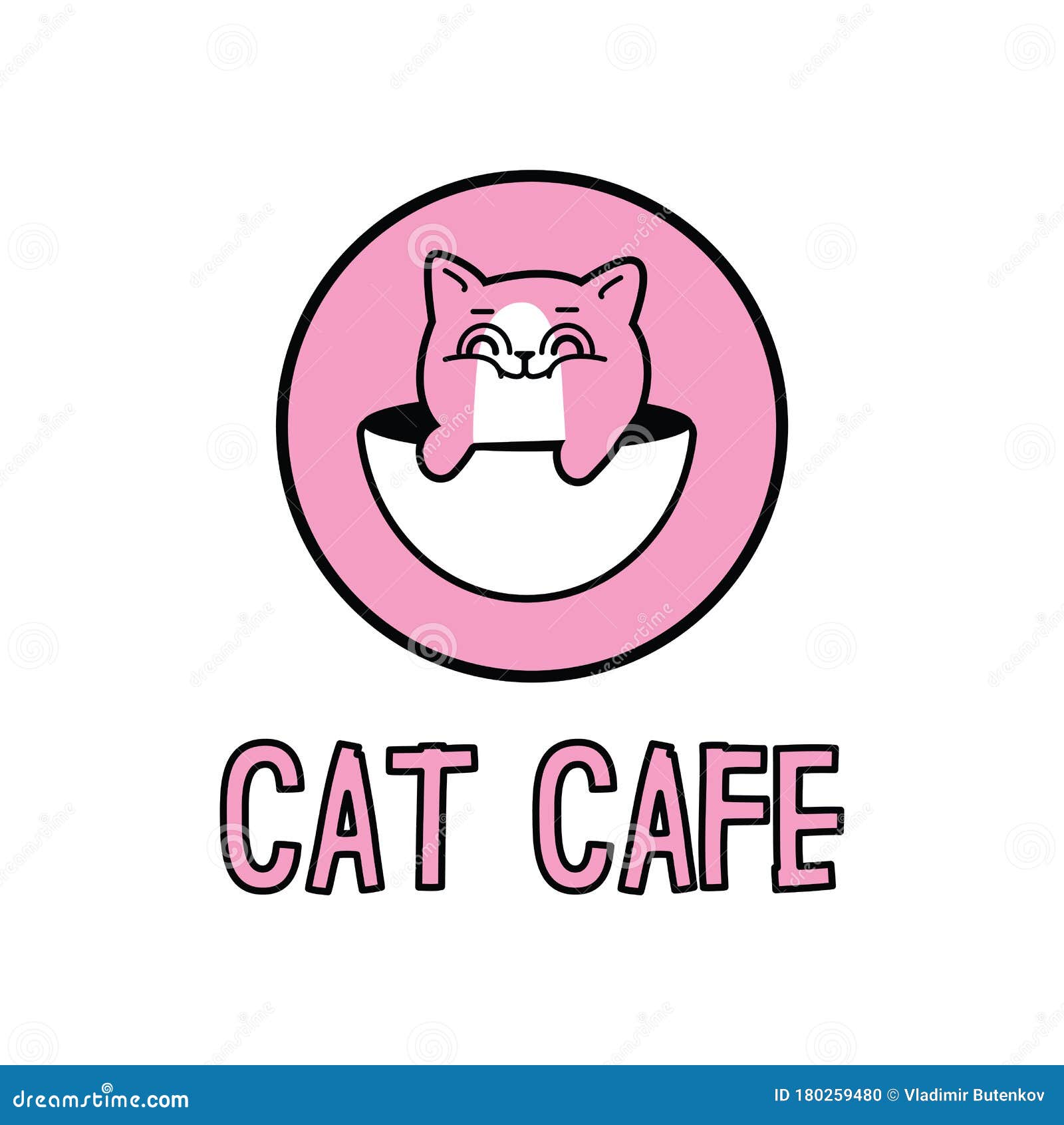Vector Logo of a Cafe with Pets, Cats Stock Illustration - Illustration ...