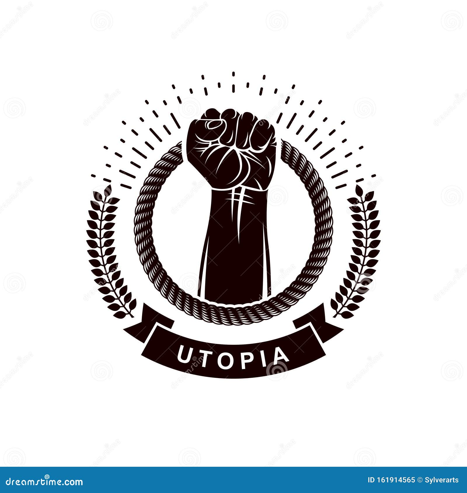 Vector Logo Composed Using Strong Muscular Raised Arm Surrounded by ...