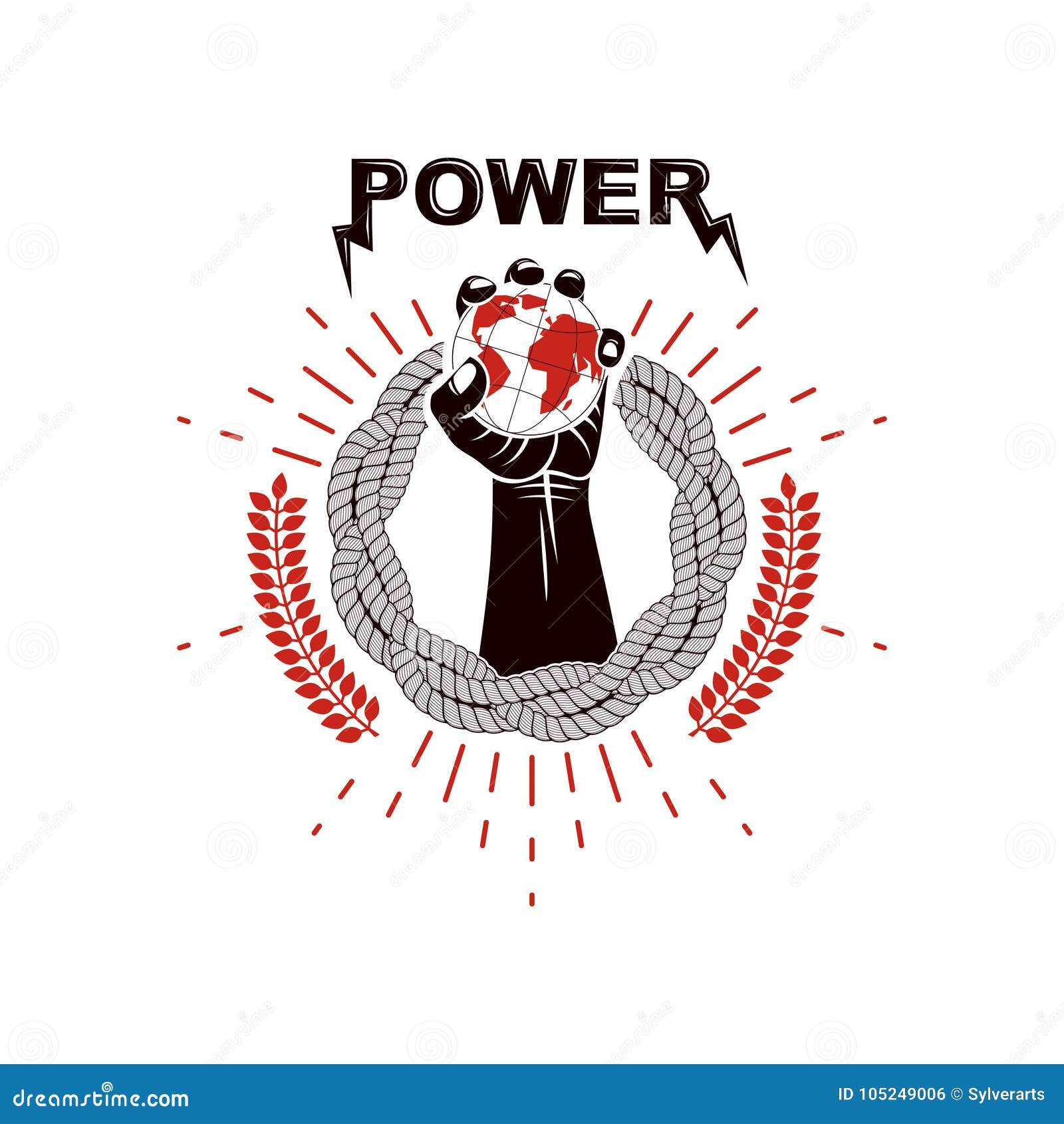 Vector Logo Composed Using Strong Muscular Raised Arm Surrounded Stock ...