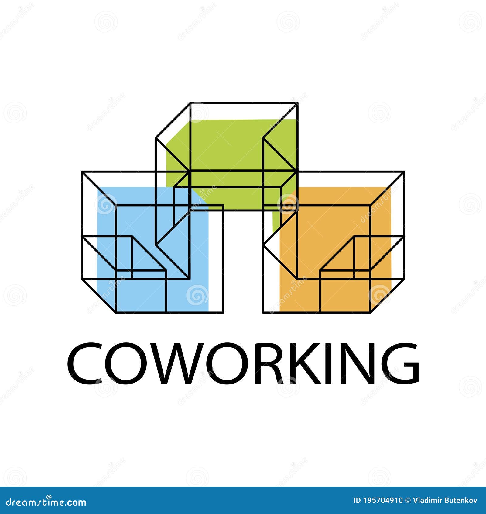 Vector Logo Coworking and a Place To Work Stock Illustration ...