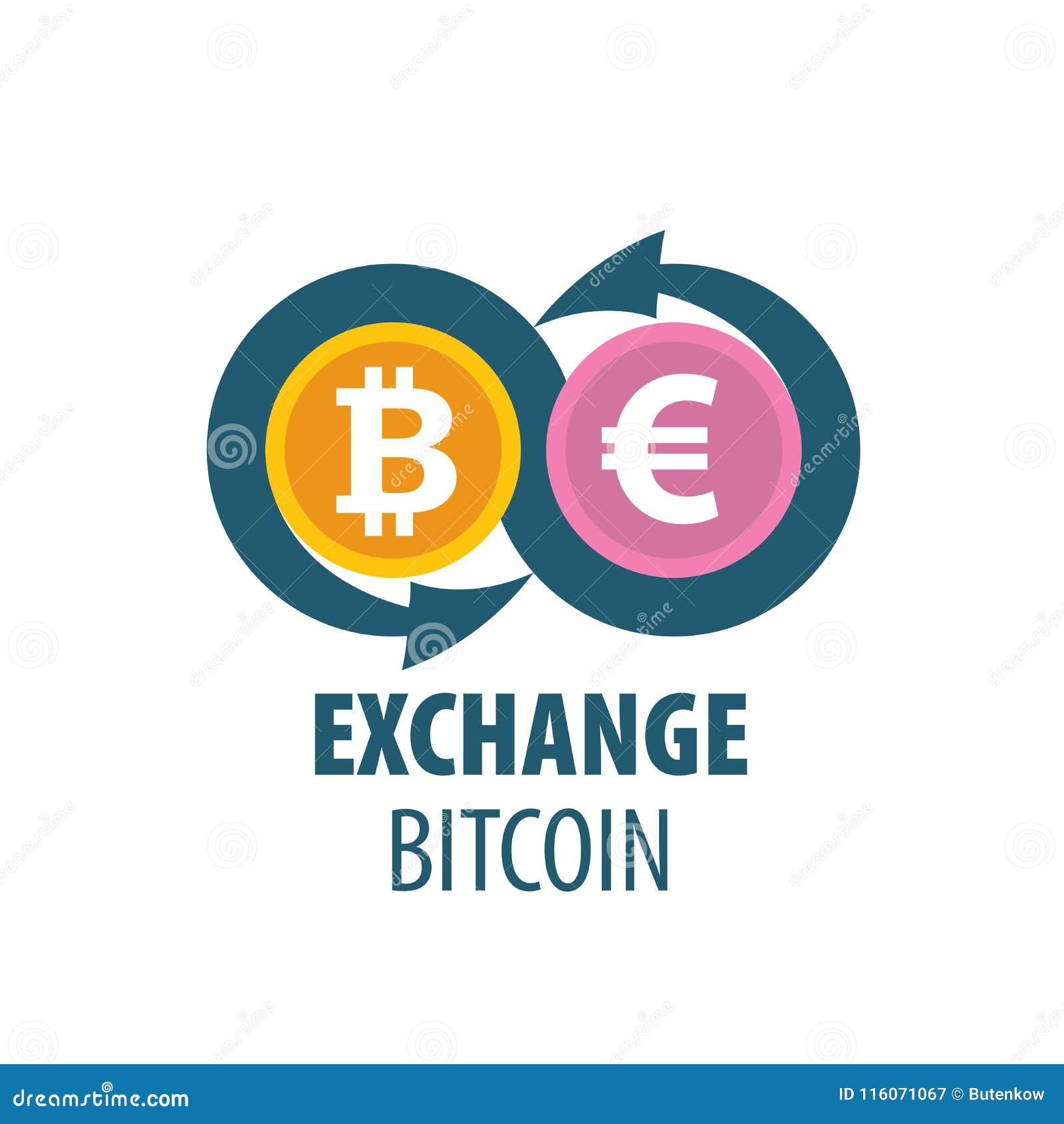 Exchange bitcoin for money stock vector. Illustration of design - 116071067