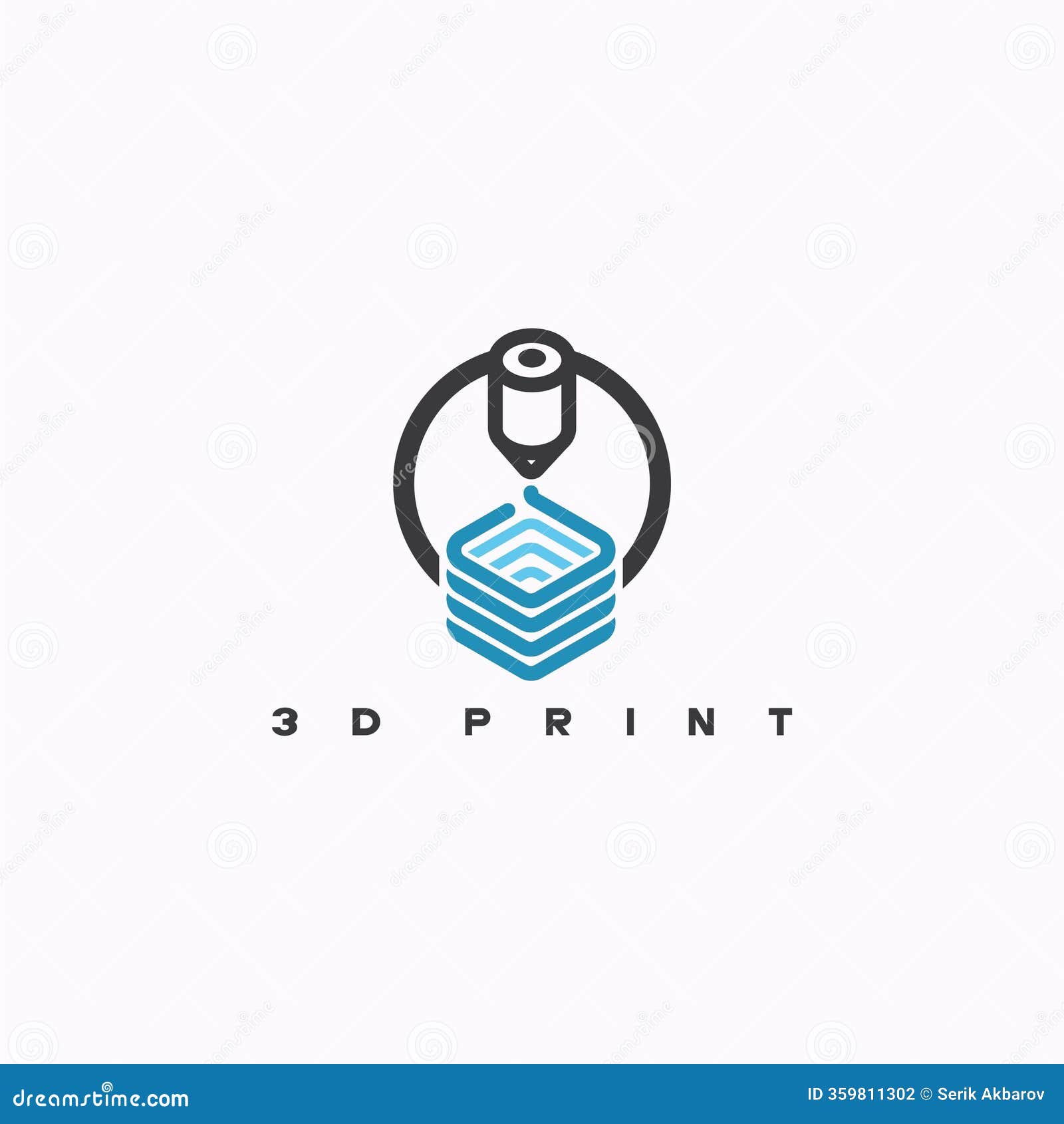 Vector Logo for 3d Printing. Printing in Three Dimensional Stock Vector ...