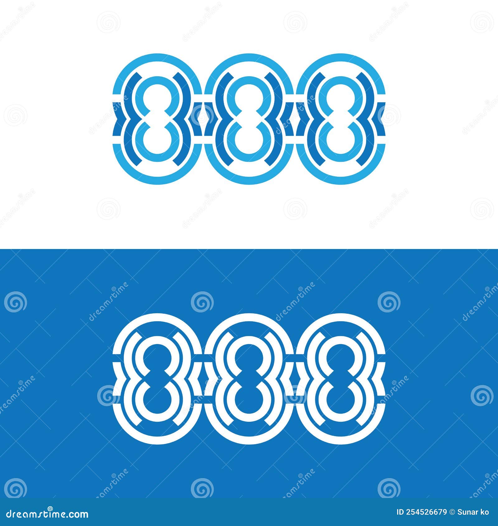 888 vector logo design stock vector. Illustration of creative - 254526679