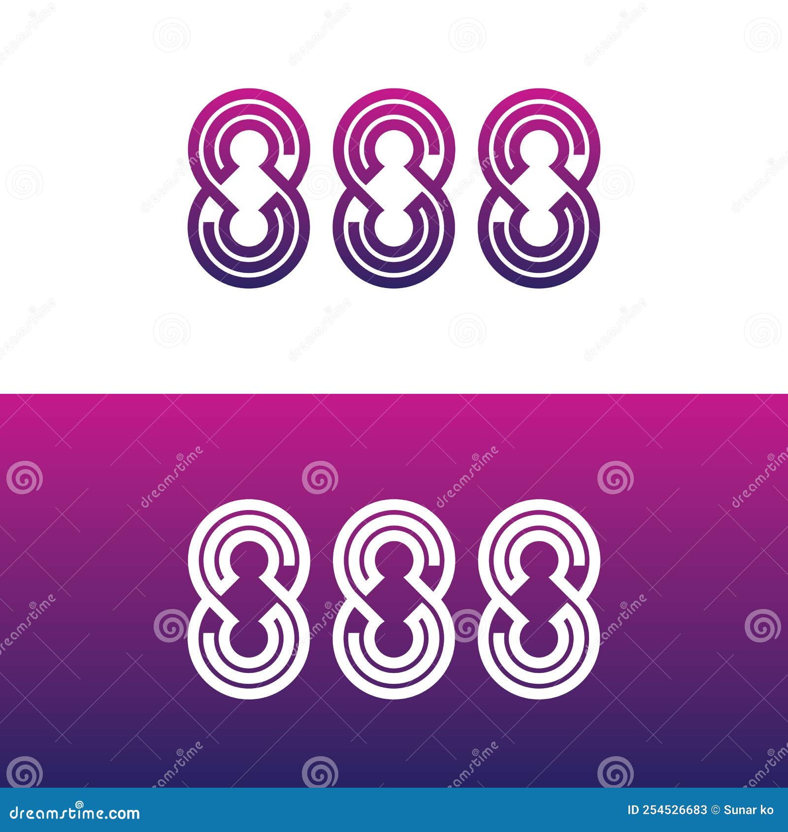 888 vector logo design stock vector. Illustration of logotype - 254526683