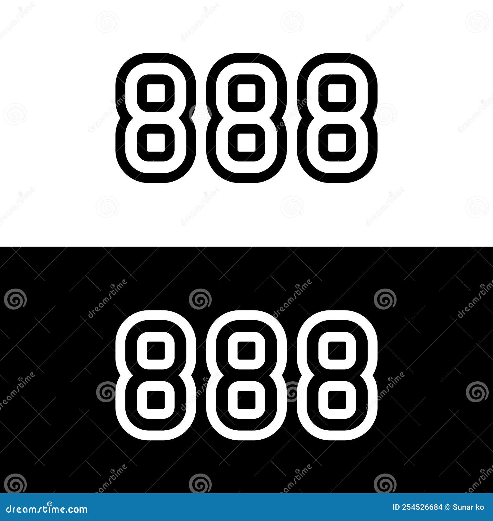 888 vector logo design stock vector. Illustration of creative - 254526684