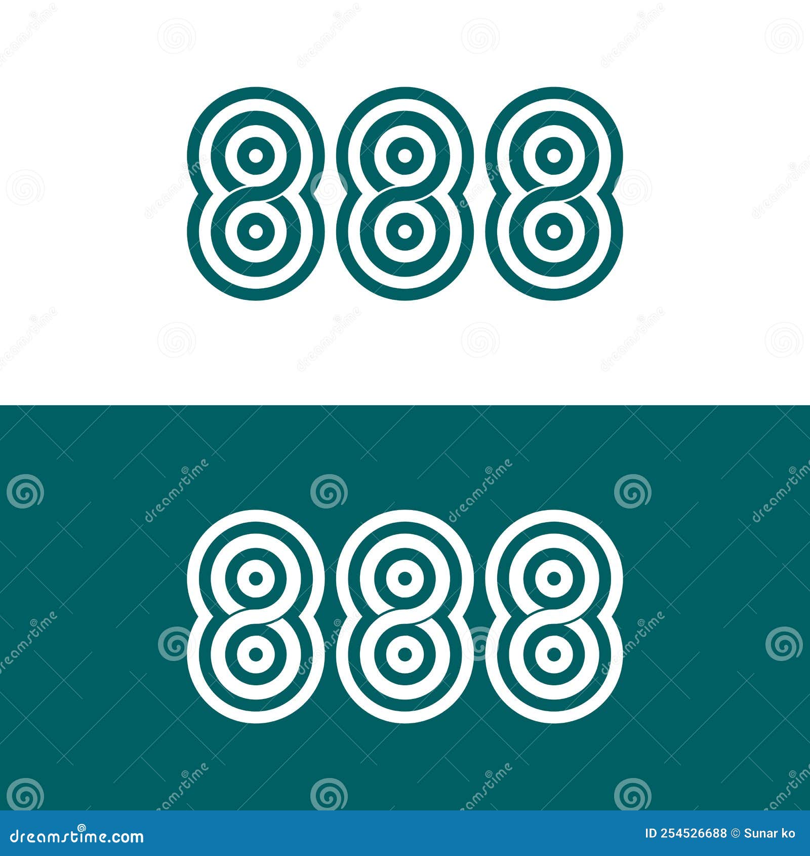 888 vector logo design stock vector. Illustration of corporate - 254526688