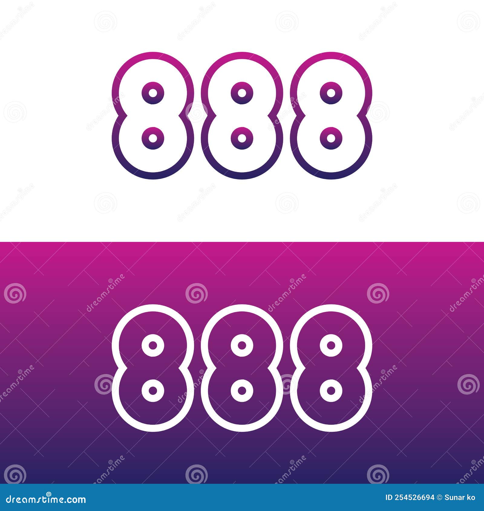 888 vector logo design stock vector. Illustration of simple - 254526694