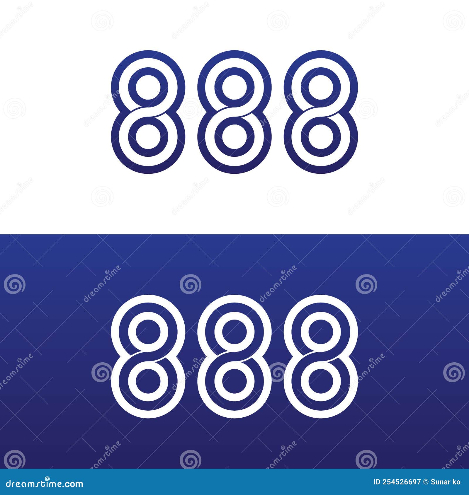 888 vector logo design stock vector. Illustration of emblem - 254526697