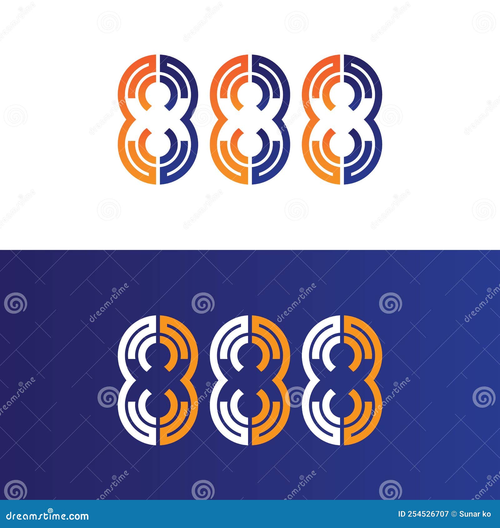 888 vector logo design stock vector. Illustration of symbol - 254526707