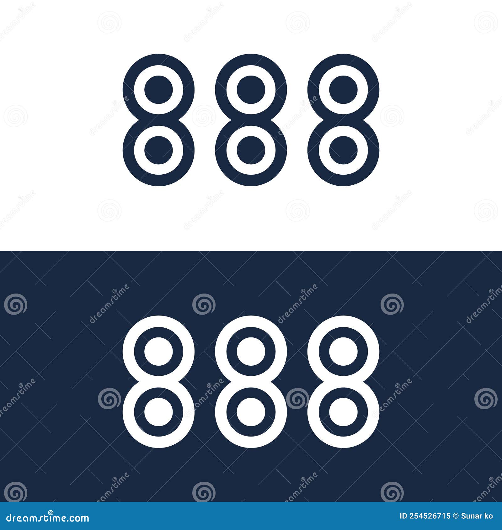 888 vector logo design stock vector. Illustration of template - 254526715