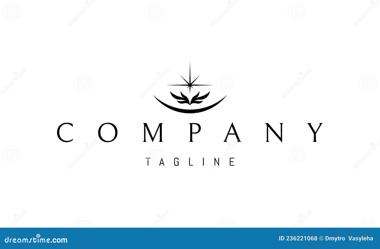 Vector Logo with an Abstract Image of the Moon, Wings and Stars in the ...