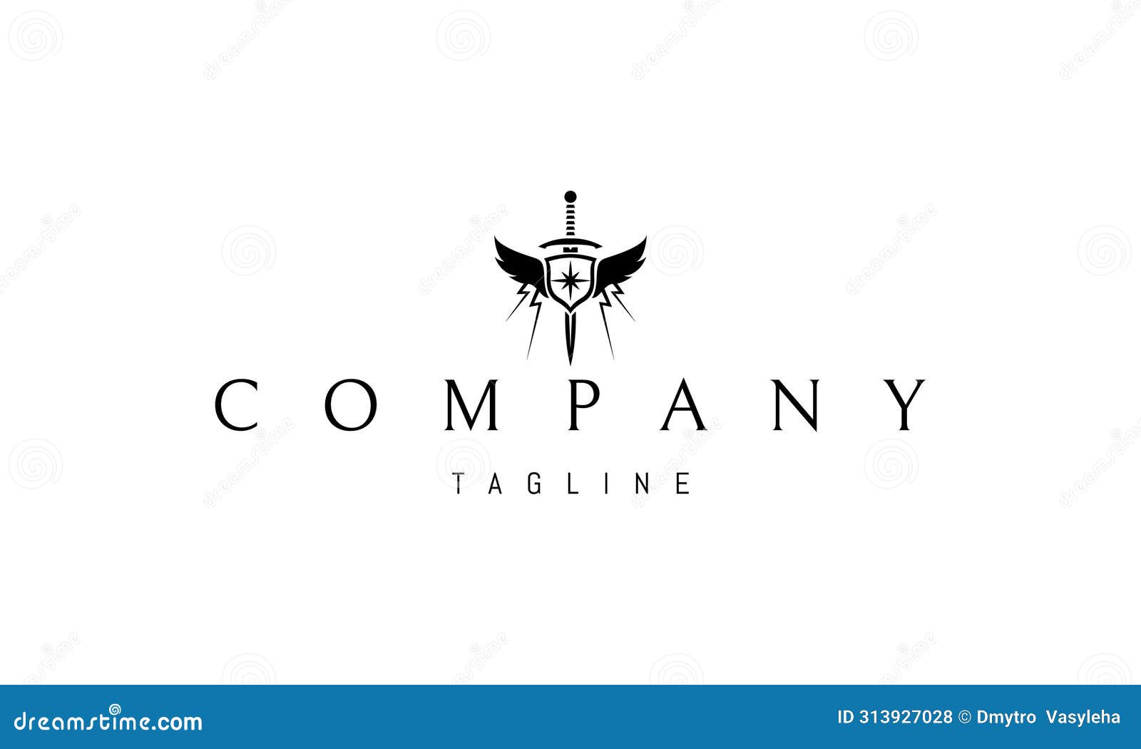 A Vector Logo with an Abstract Image of a Shield and Sword with Wings ...