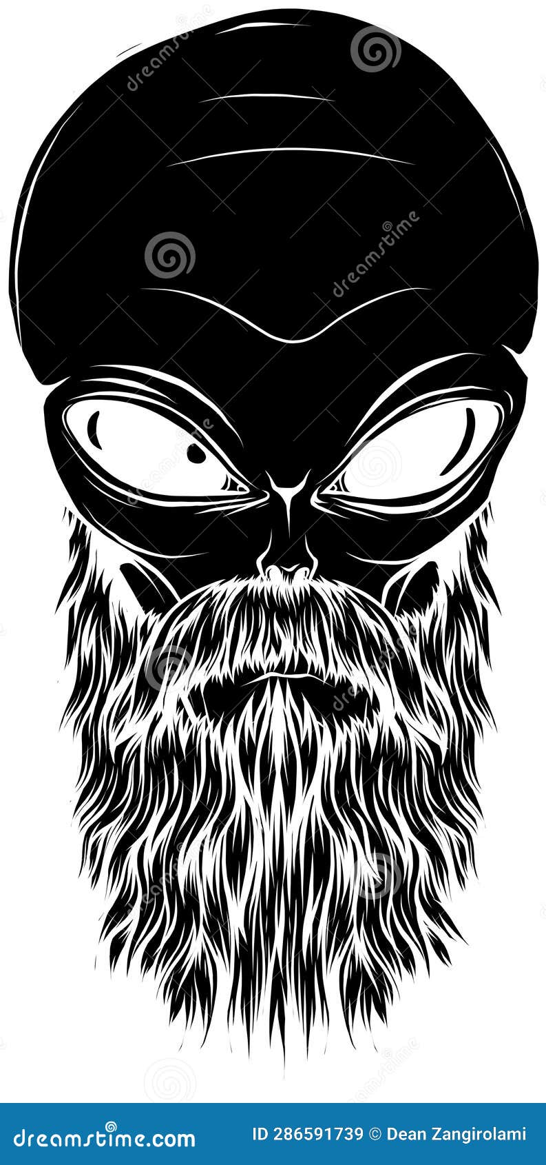 Black Silhouette of Design Alien with Beard Stock Vector - Illustration ...