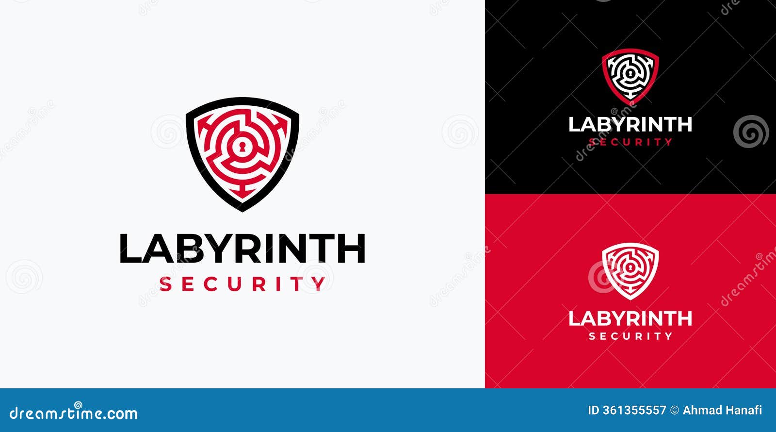 Vector Logo Design Illustration of a Maze Shaped Security Shield with ...