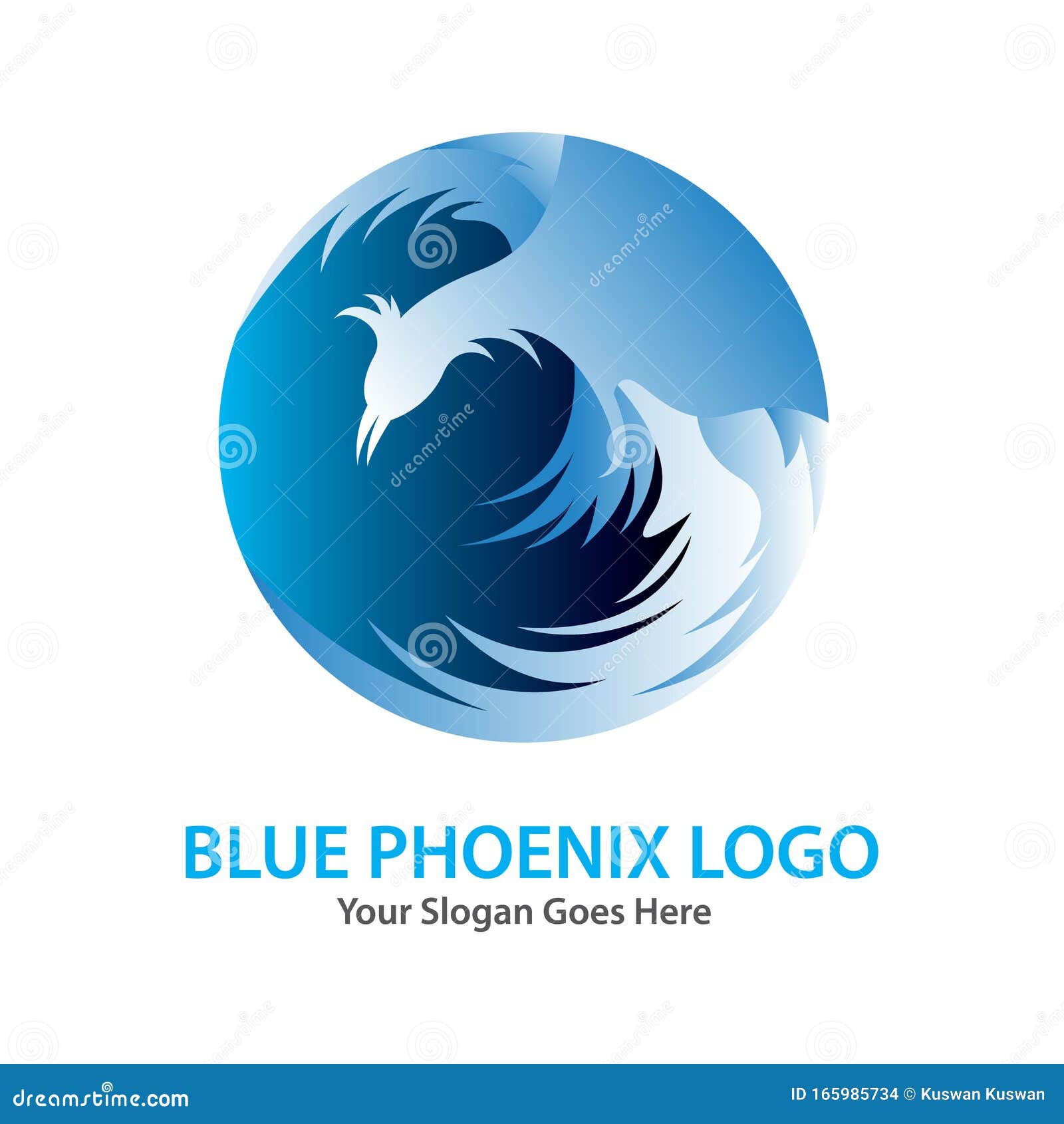 Vector Template Logo Design Blue Phoenix in Eps.10 Stock Vector ...