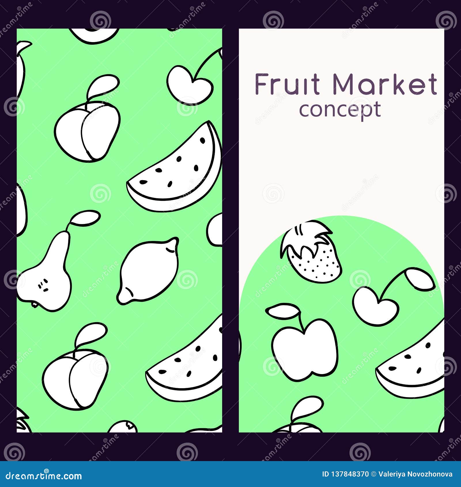 Vector Logo Design Template and Seamless Pattern in Doodle Style for ...