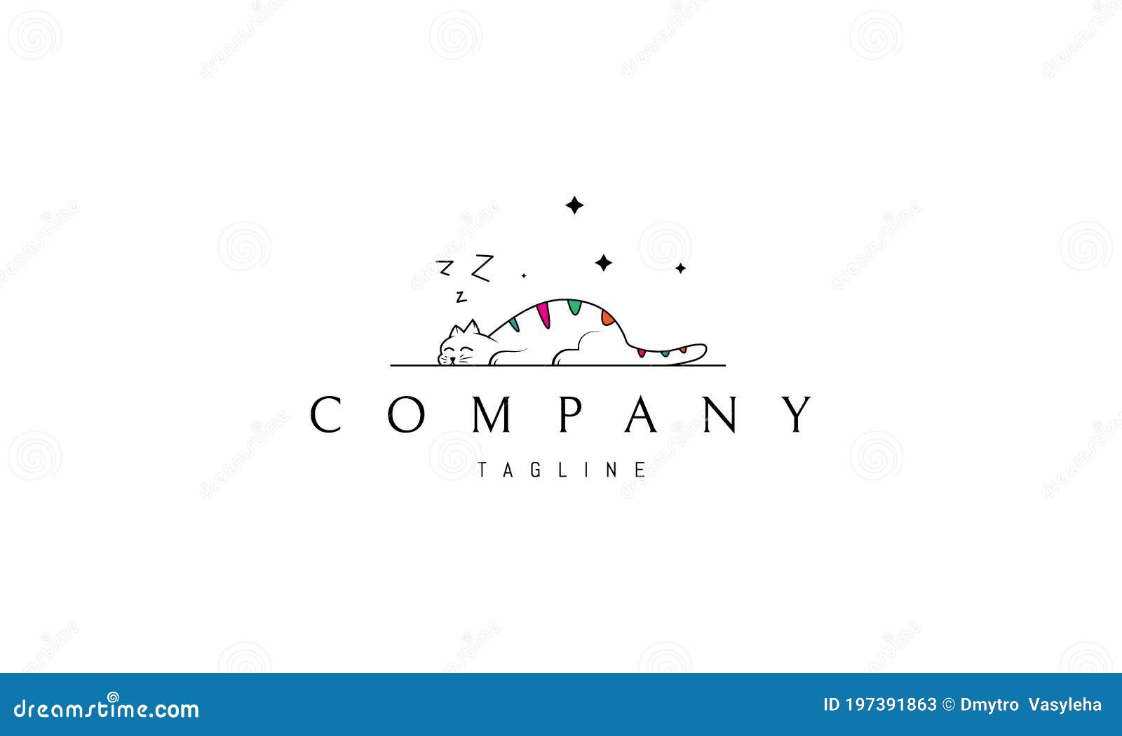 Vector Logo on Which an Abstract Image of a Funny Sleeping Cat. Stock ...